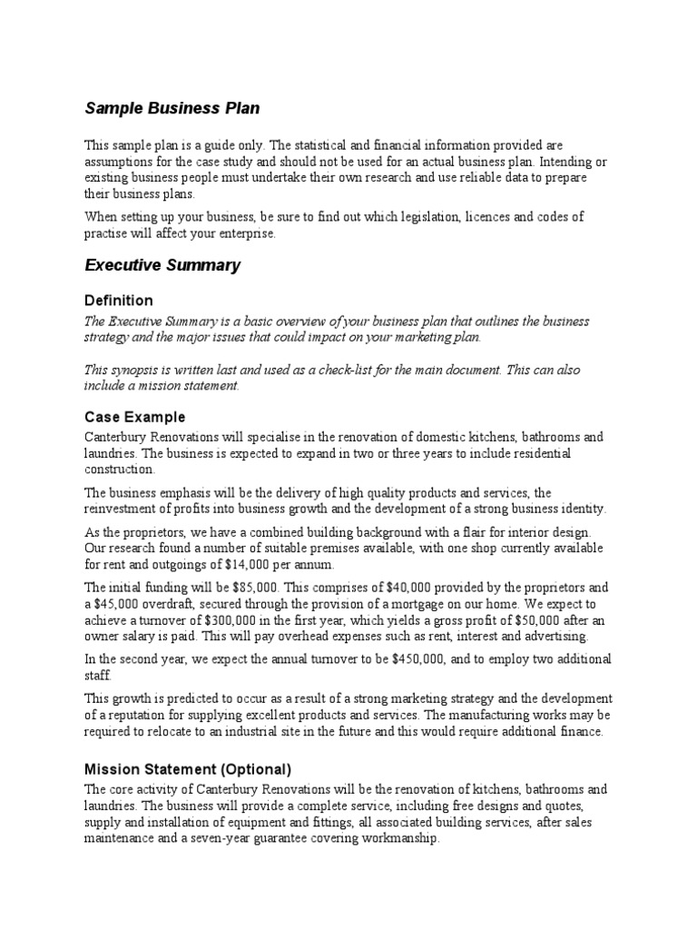 Sample Business Plan | PDF | Fee | Employment
