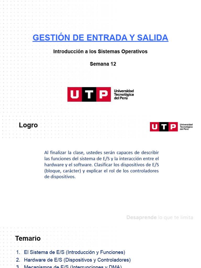 Semana 12 - Gestión de La Entrada y Salida | PDF | Hardware de la ...