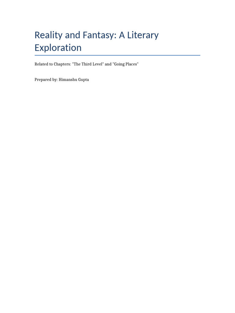 Reality vs. Fantasy in Literature | PDF | Reality | Imagination