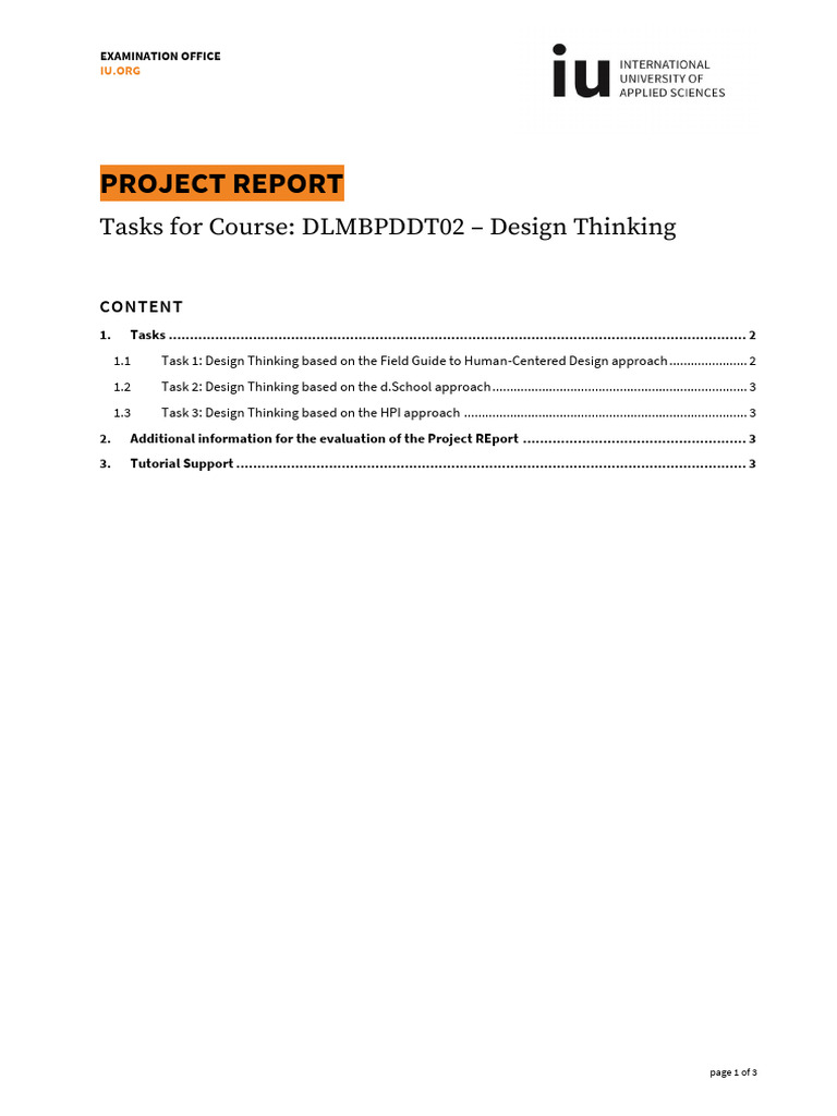 Design Thinking Project Report Guide | PDF | Design Thinking | Thought