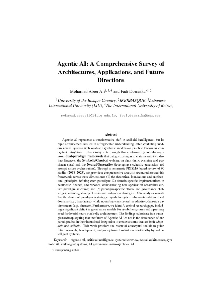 Agentic AI - A Comprehensive Survey of Architectures, Applications, and ...