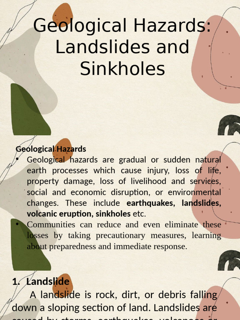 Lesson 5.1 Geological-Hazards | PDF | Landslide | Sinkhole