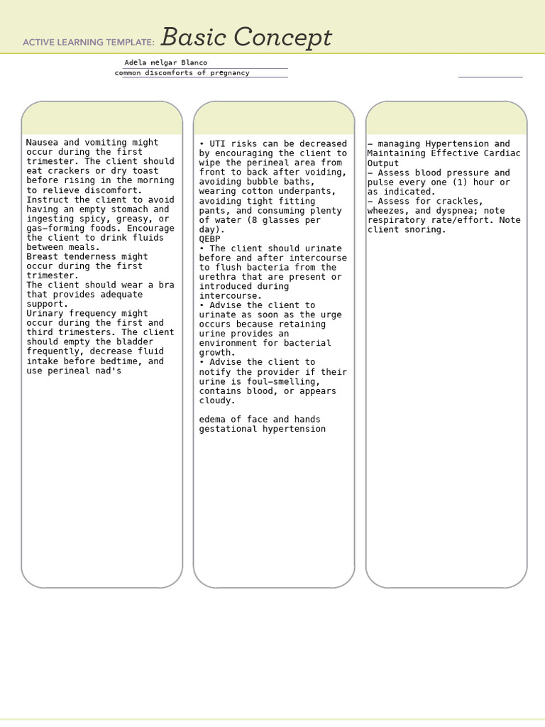 Common Discomforts of Pregnancy Medical Conditions: Reportable Findings ...