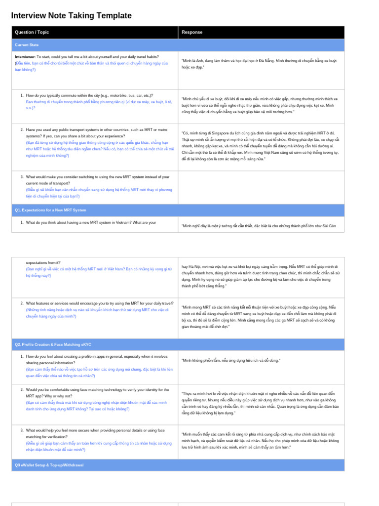 (Circle DPM) (Template) Interview Note Taking - Student 3 | PDF