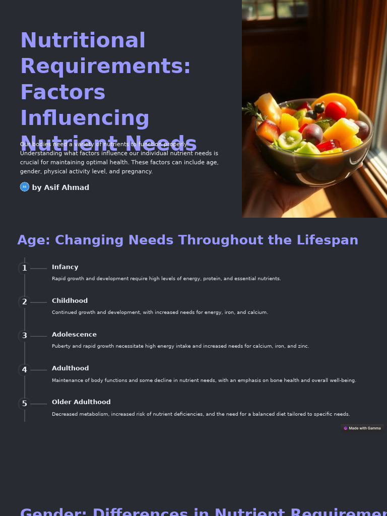 Lec 3 Nutritional Requirements Factors Influencing Nutrient Needs 1 ...