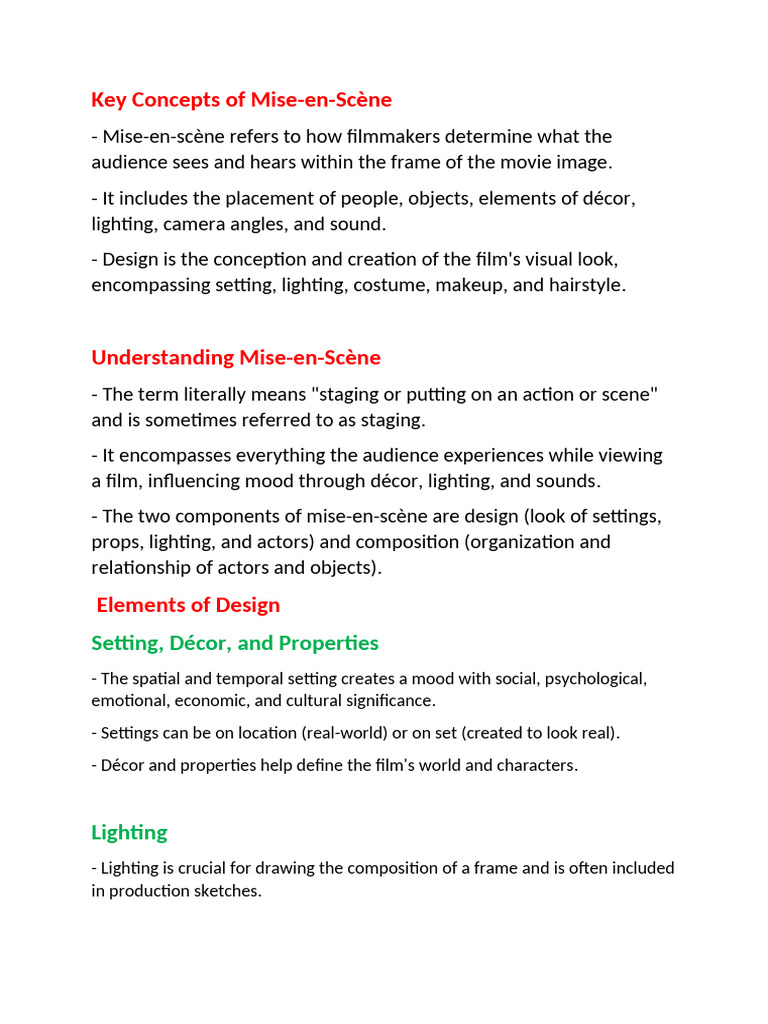 Understanding Mise-en-Scène in Film | PDF
