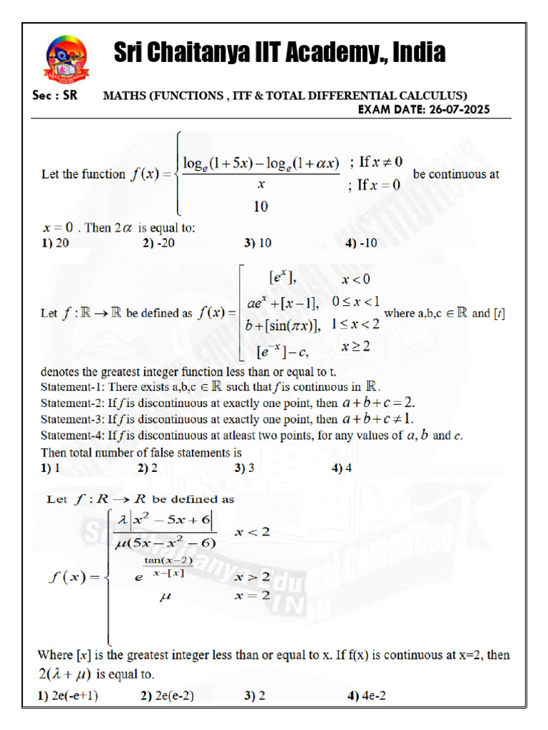 SR Elite CTM Maths Functions Itf Total Calculus Assignment | PDF ...