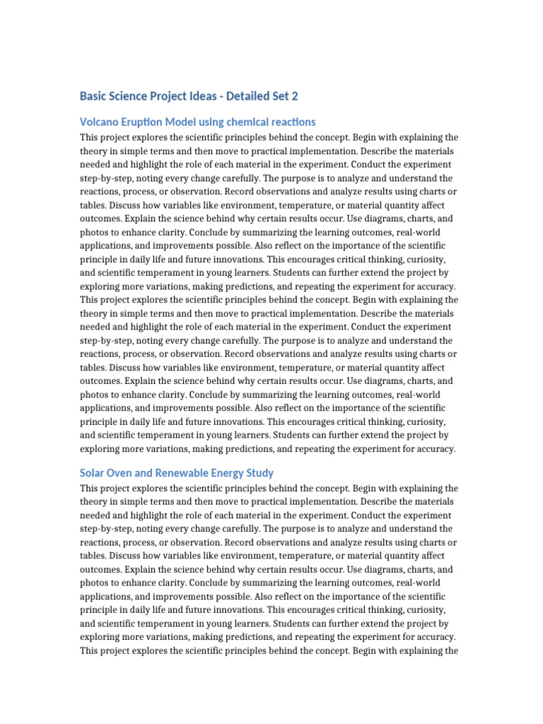 Science Project Detailed Set 2 | PDF | Experiment | Learning