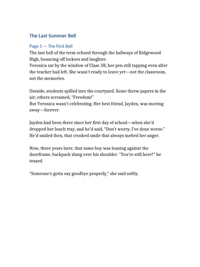 The - Last - Summer - Bell (A High School Story) | PDF