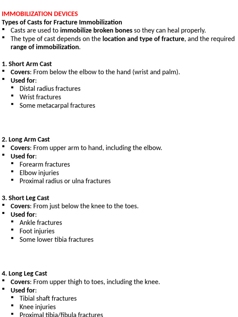 Types of Fracture Dressings Explained | PDF | Elbow | Hand