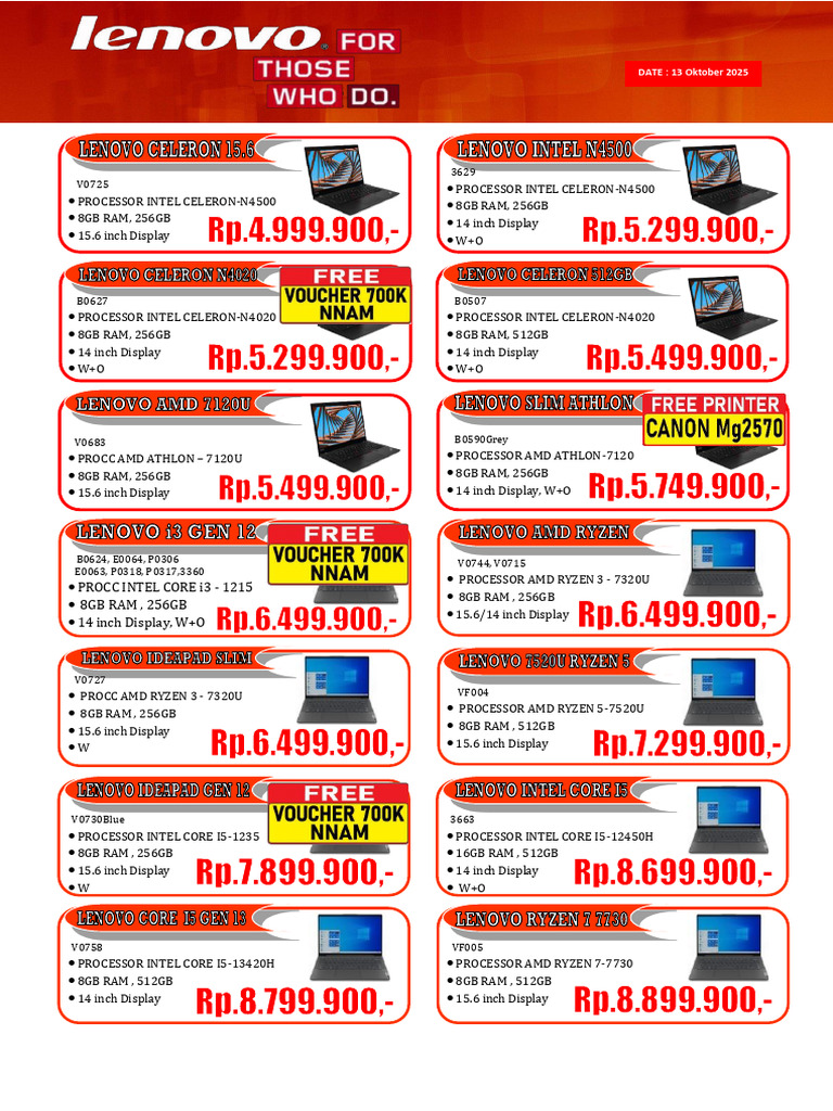 Brosur Lenovo 13 Oktober 2025 | PDF | Intel | X86 Architecture