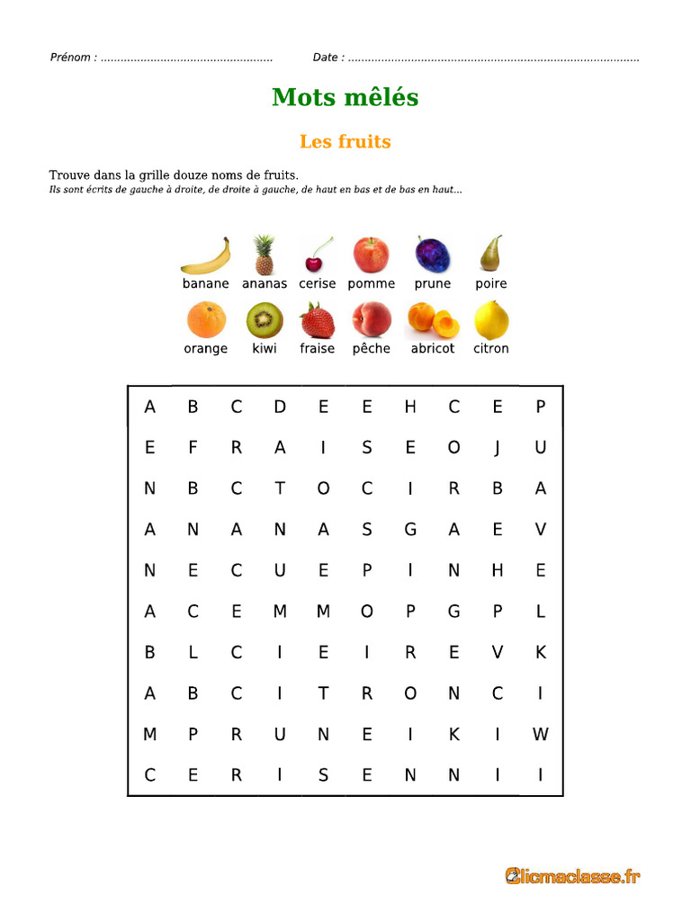 Mots Meles Fruits | PDF