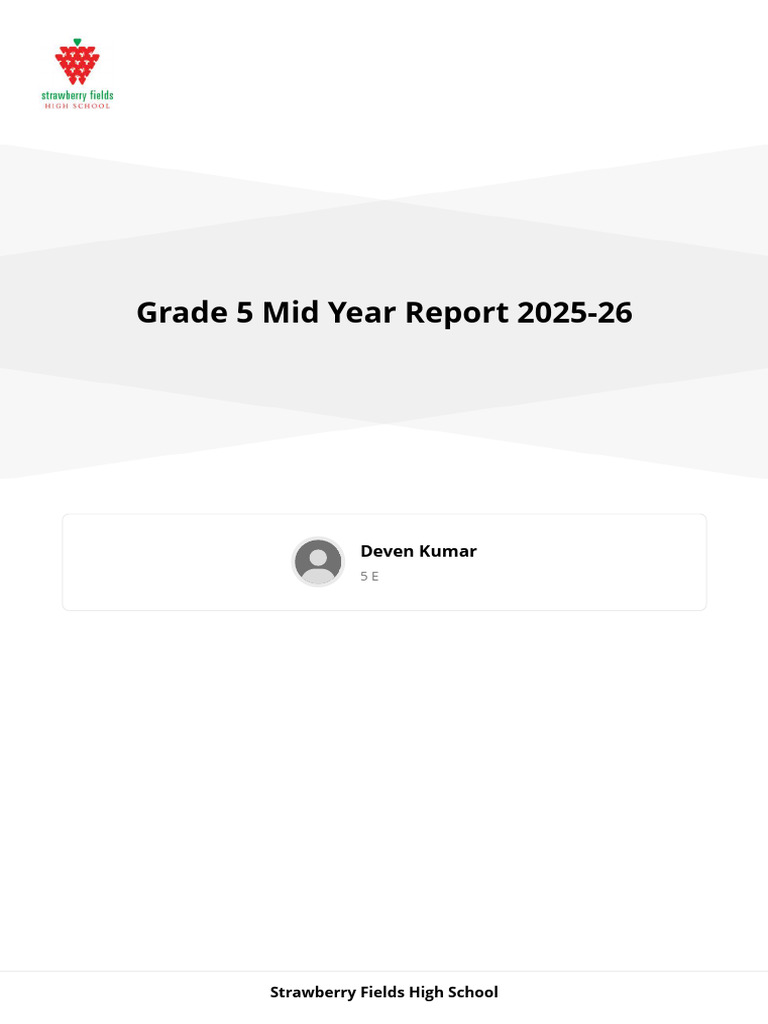Deven - Kumar - 2000210 - Grade 5 Mid Year Report 2025-26-1 | PDF ...