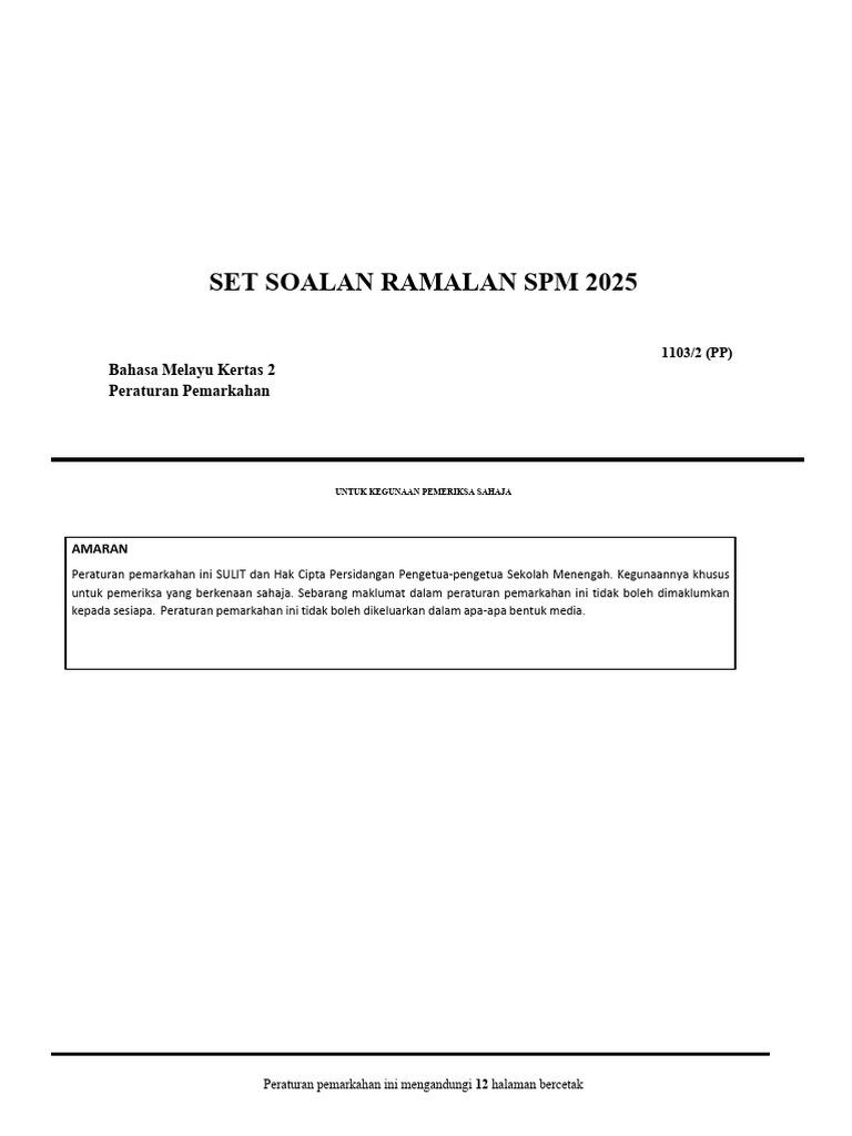 Skema K2 SET 3 Soalan Ramalan SPM BM 2025 | PDF