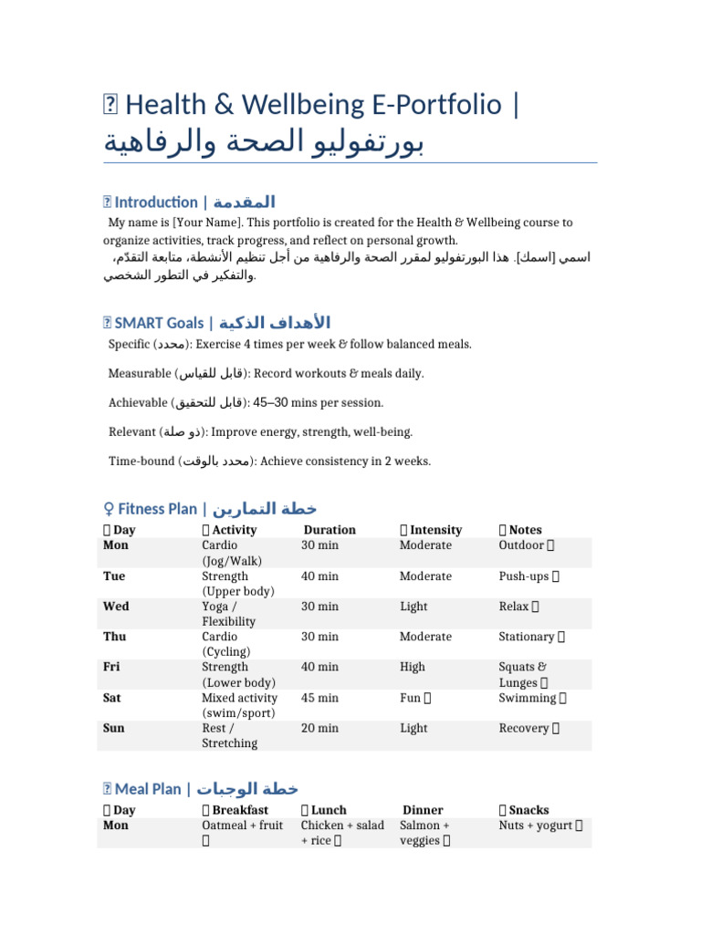 نسخة Health Wellbeing Portfolio | PDF | Salad | Meal