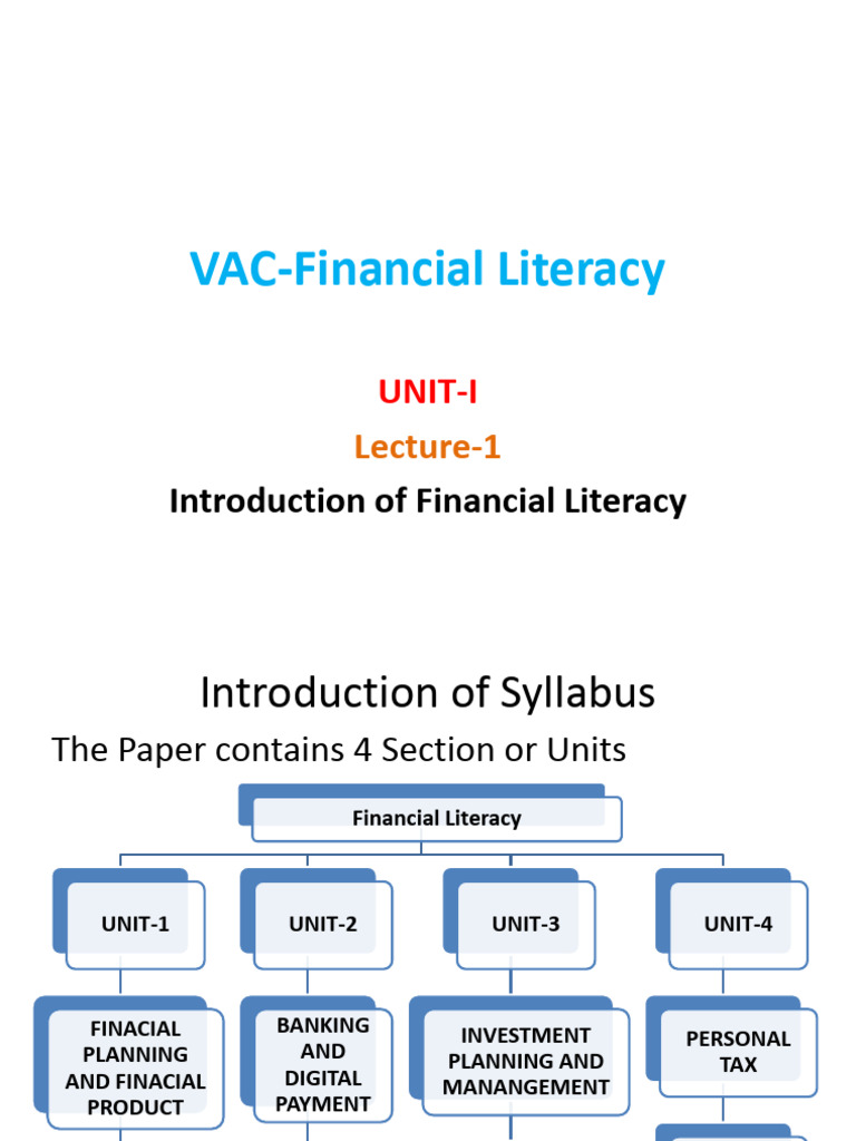 VAC Financial Literacy Syllabus Overview | PDF | Taxes | Financial Literacy