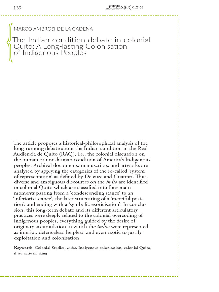 The Indian Debate in Colonial Quito | PDF | Indigenous Peoples Of The ...