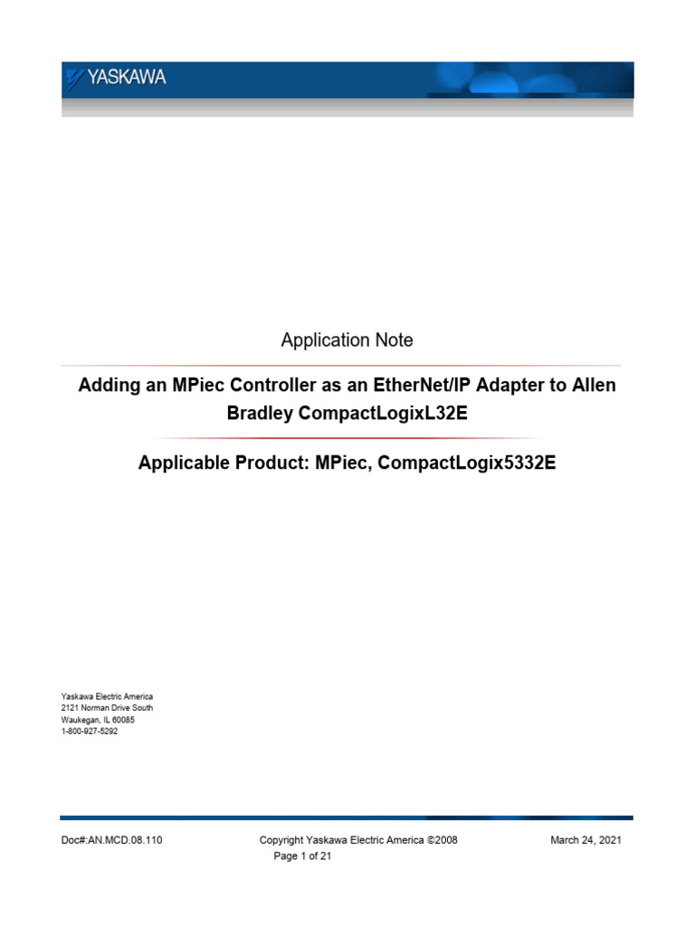 AN.MCD.08.110_CompactLogixL32E_MPiec | PDF | Internet Protocols | Input/Output