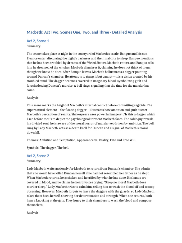 Macbeth's Guilt and Transformation in Act II | PDF | Macbeth ...