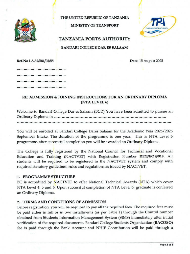 Admission Nta 6 2025-2026 15 August 2025 0001 | PDF