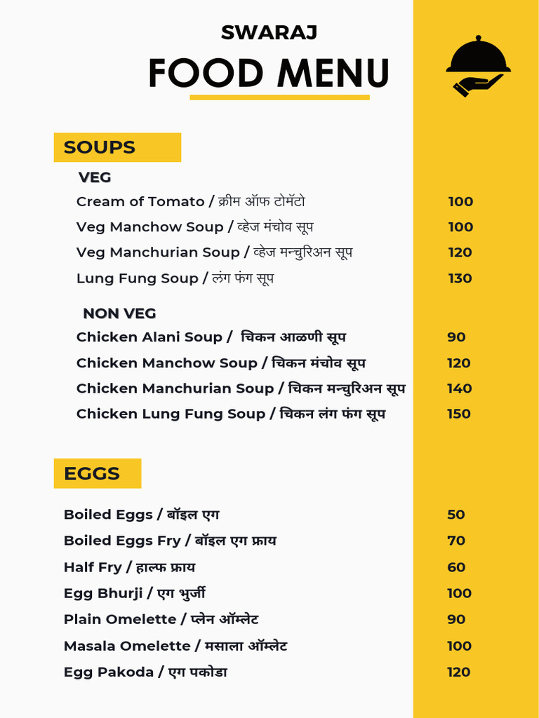 Swaraj Bar Bites Menu Card - GM | PDF