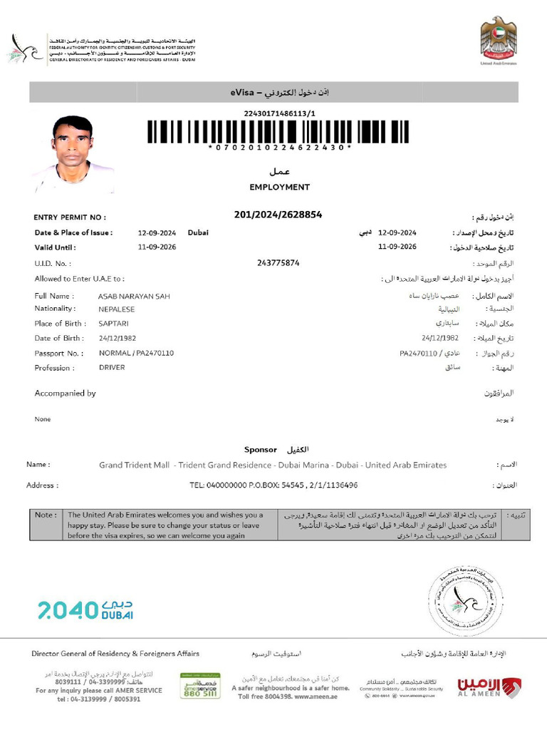 Asab Narayan Sah E-Visa | PDF