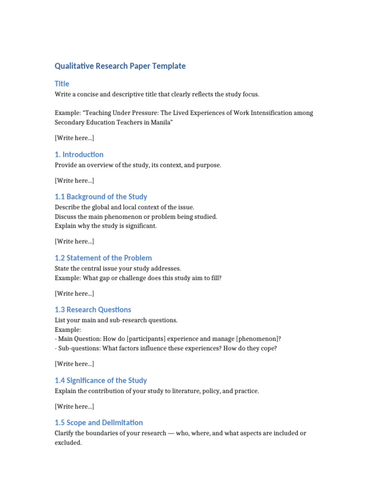 Qualitative Research Paper Structure Guide | PDF | Science | Scientific ...
