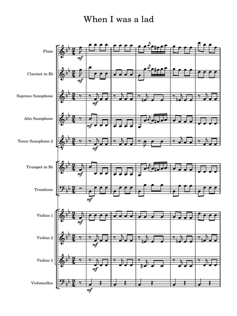 Instrumentation for "When I Was a Lad" | PDF | Elementary Organology ...
