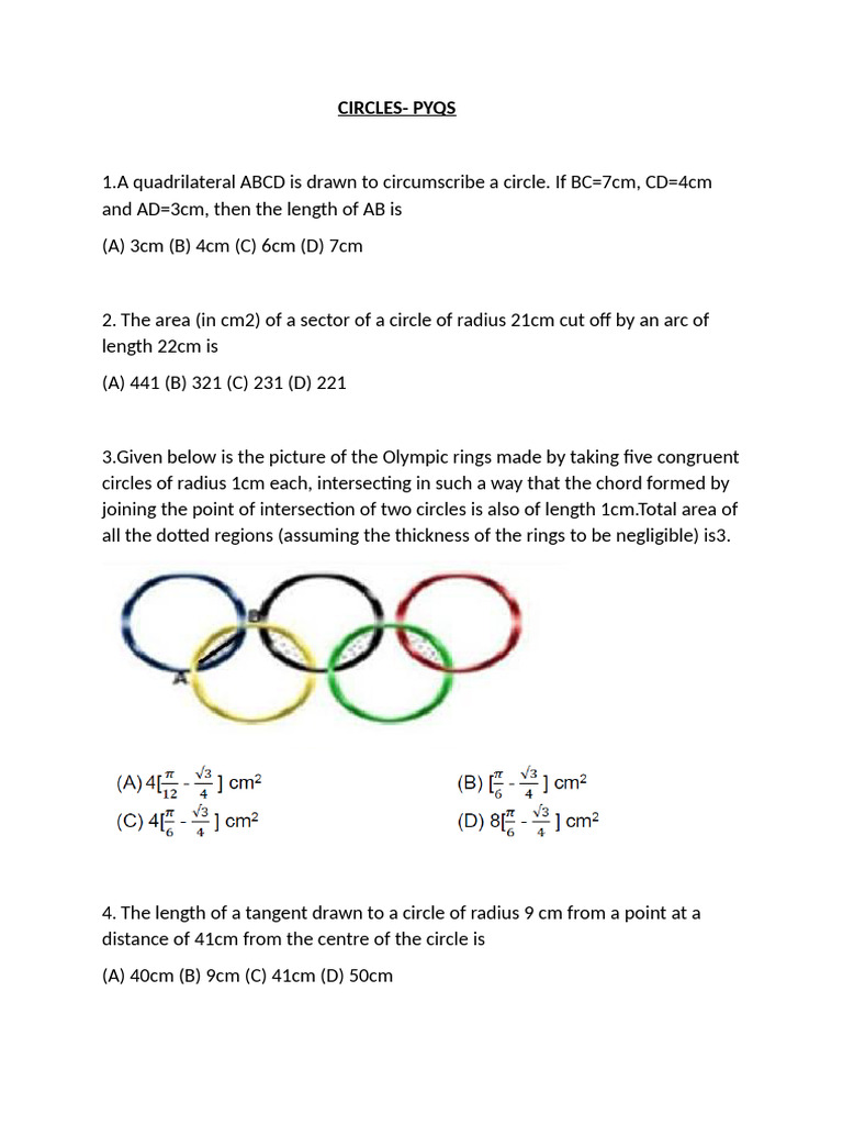 Circle Geometry Practice Questions | PDF