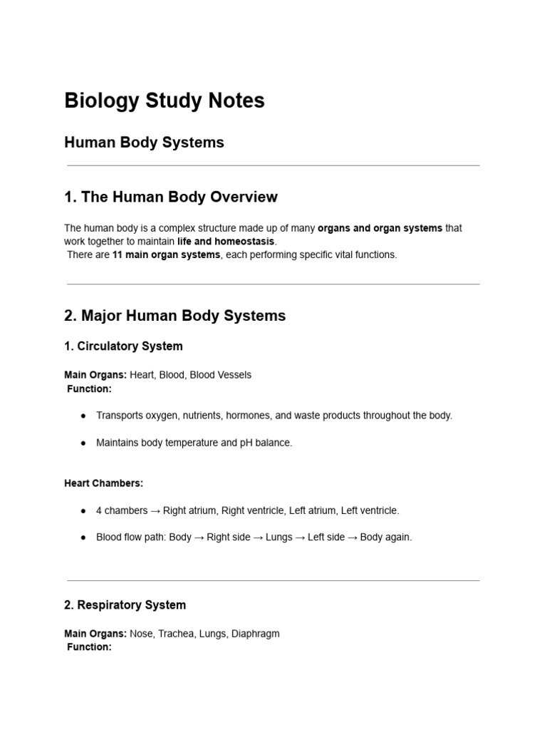 Human Body Systems Overview Guide | PDF | Human Body | Muscle