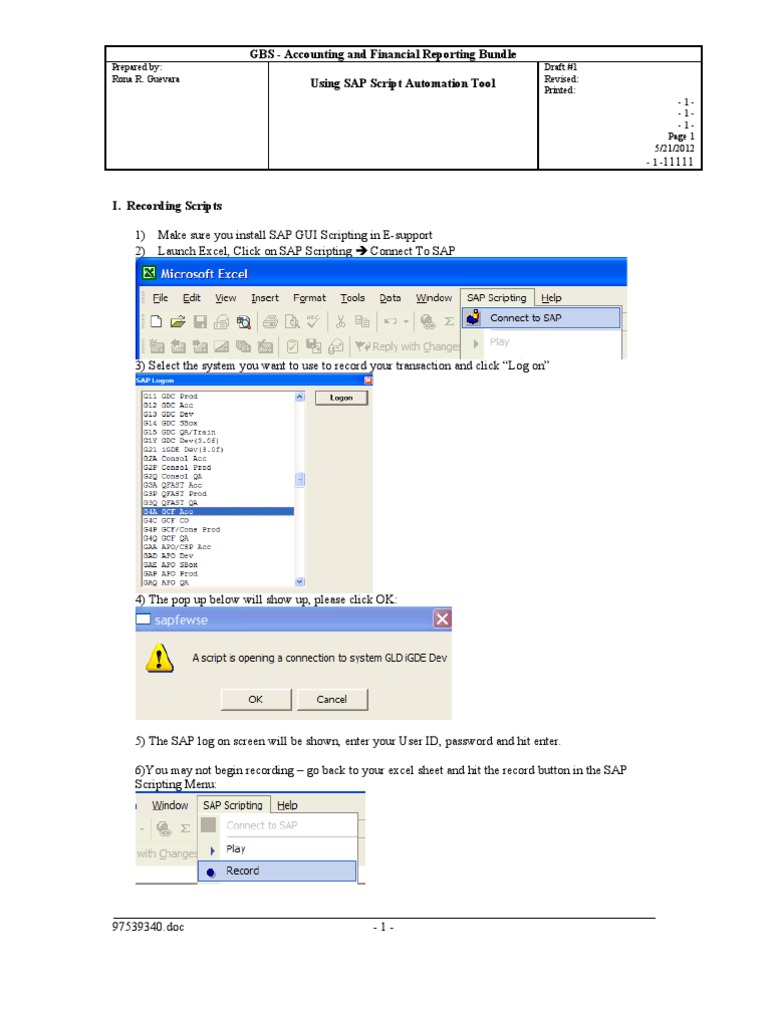 How To Use SAP Scripting | PDF | Scripting Language | Microsoft Excel