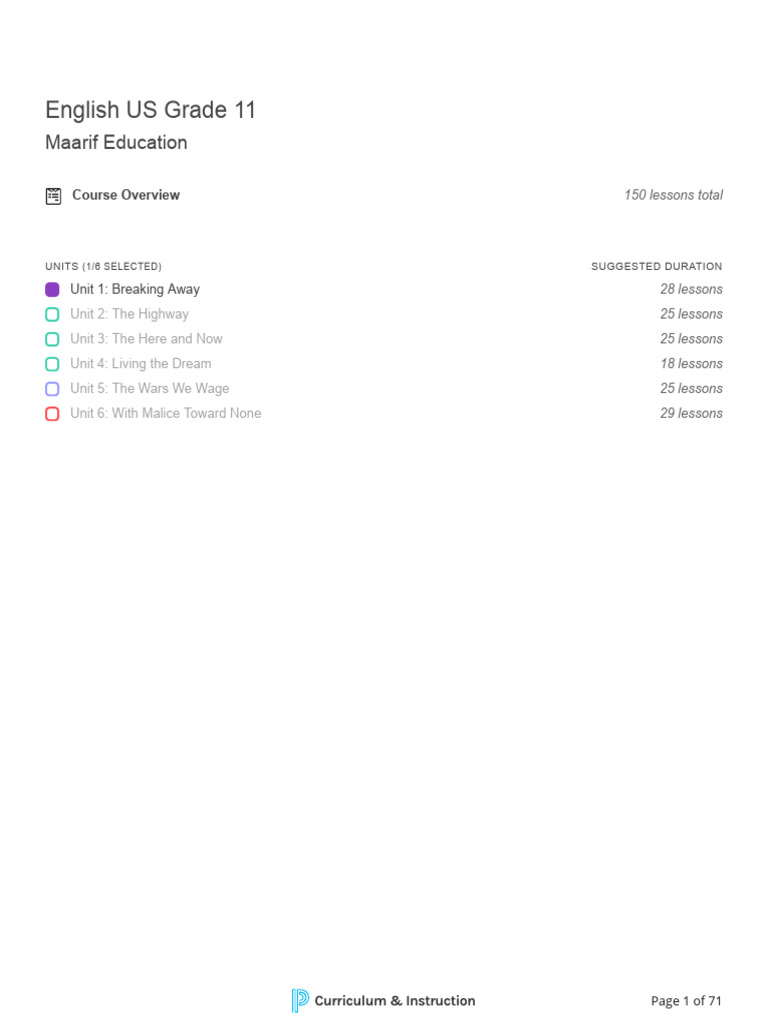 Grade 11 English Curriculum Overview | PDF | Reading Comprehension ...