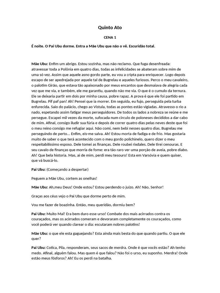 Quinto Ato UBU REI - Na Integra | PDF