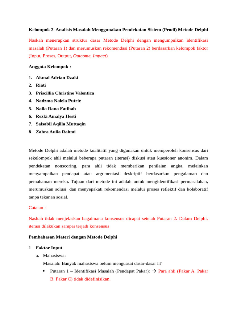 Review Kelompok 2 Metode Delphi | PDF
