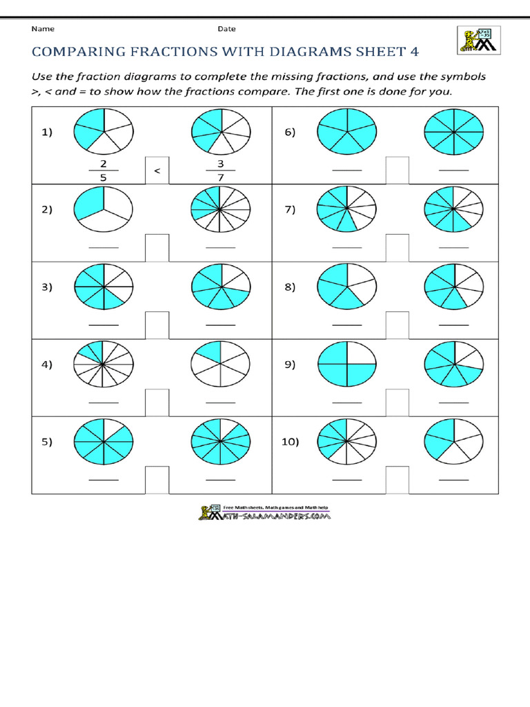 Comparing-Fractions-Worksheet-With-Diagrams-4.gif 1,000×1,294 Pixels | PDF