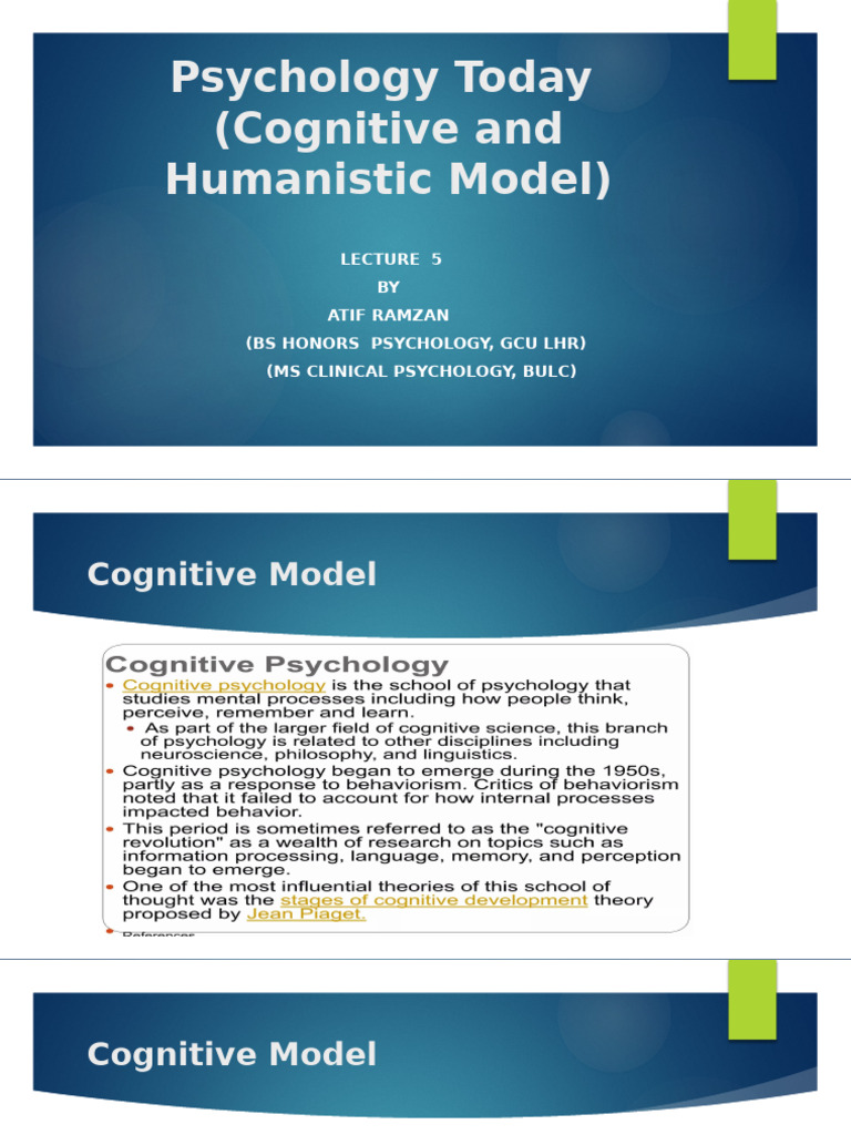 Lecture 5 (Cognitive and Humanistic Model) | PDF