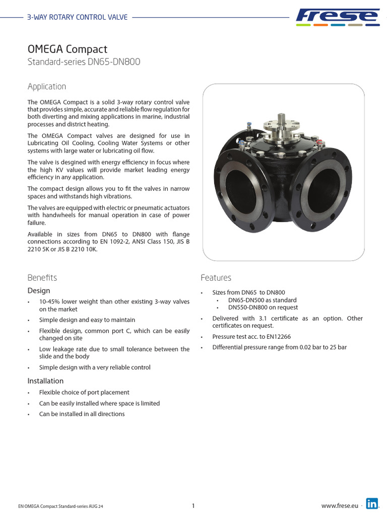 OMEGA Compact 3-Way Rotary Control Valve | PDF | Valve | Actuator