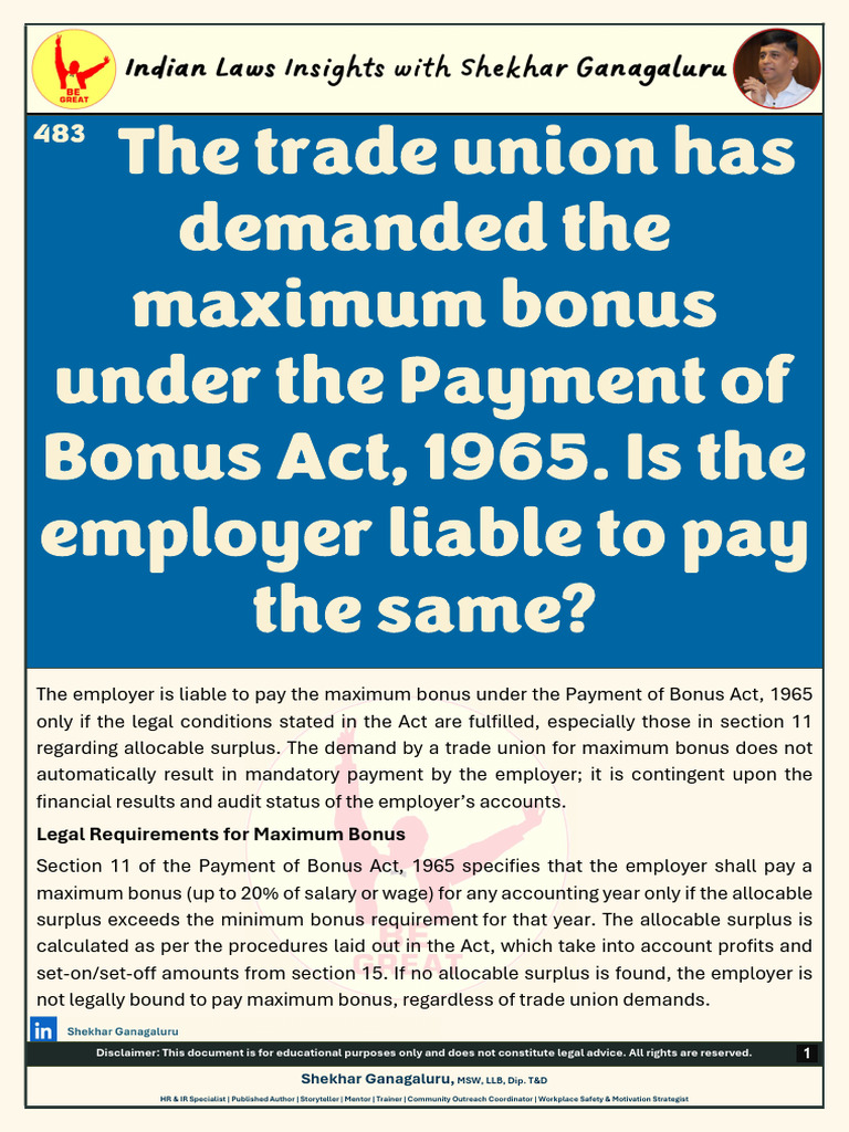483 - Union Demand For Maximum Bonus | PDF | Employment | Audit