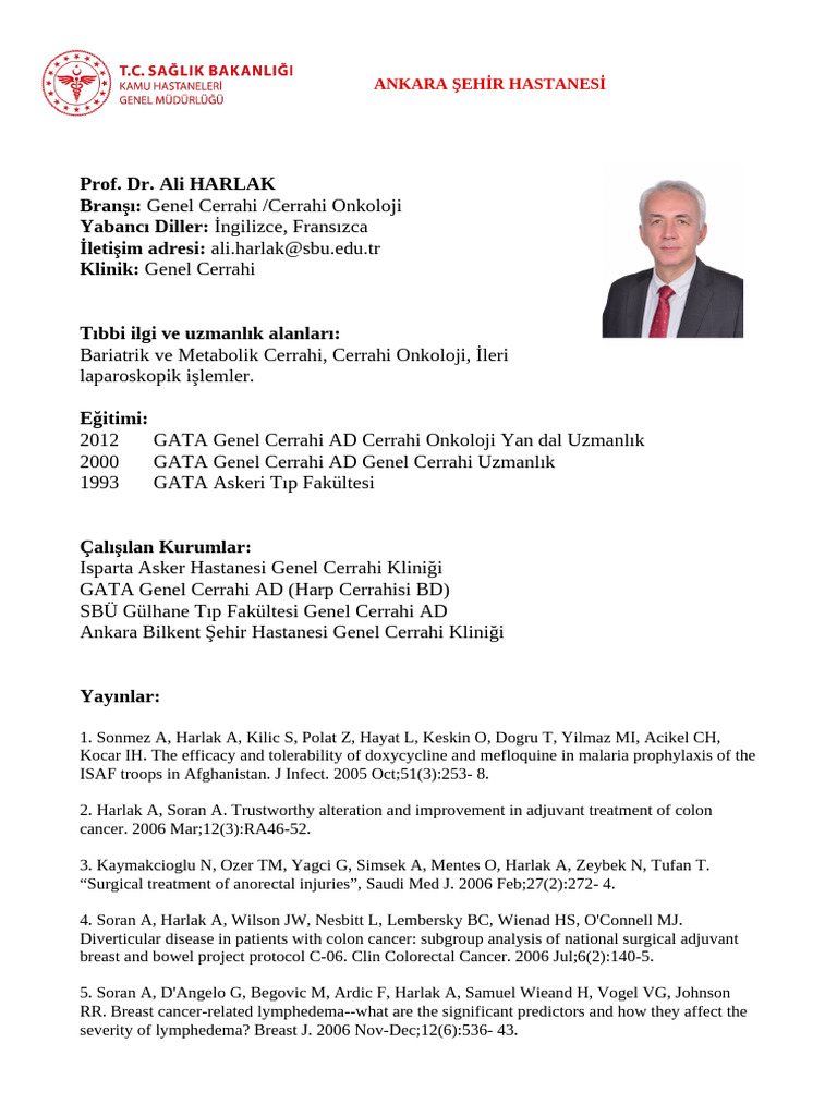 Prof. Dr. Ali Harlak: Genel Cerrahi Uzmanı | PDF | Breast Cancer ...