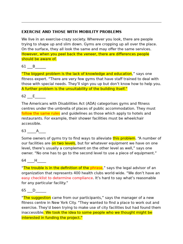 Exercise Accessibility for Mobility Issues | PDF | Americans With ...
