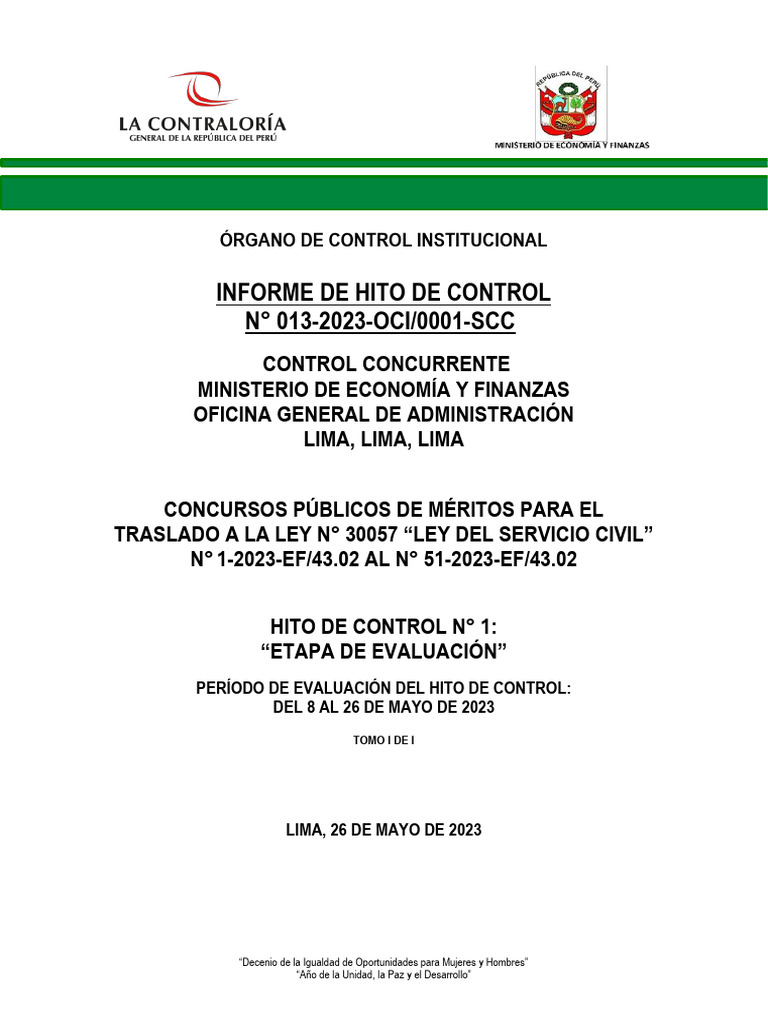 Informe de Hito de Control #013-2023-Oci-0001-Scc | PDF | Gestión de ...