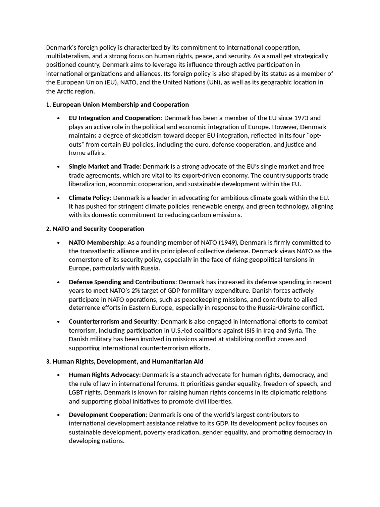 Denmark's Strategic Foreign Policy Overview | PDF | Cyberwarfare | Security