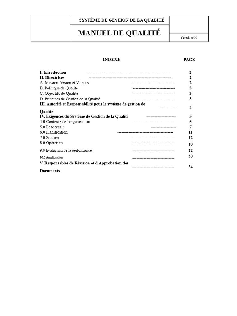 Manuel de Qualité ISO 9001:2015 | PDF | Système de management de la ...