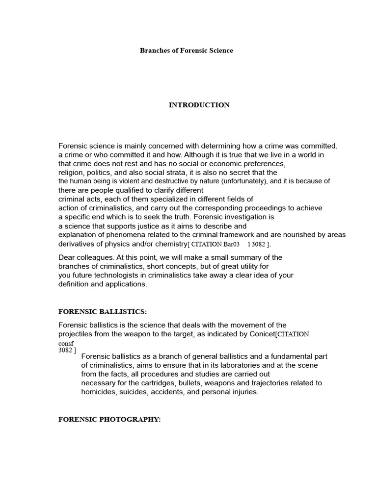 Overview of Forensic Science Branches | PDF | Forensic Science ...