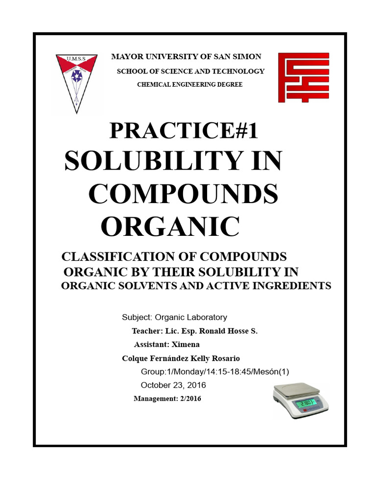 Solubility Testing in Organic Compounds | PDF | Chemical Bond ...