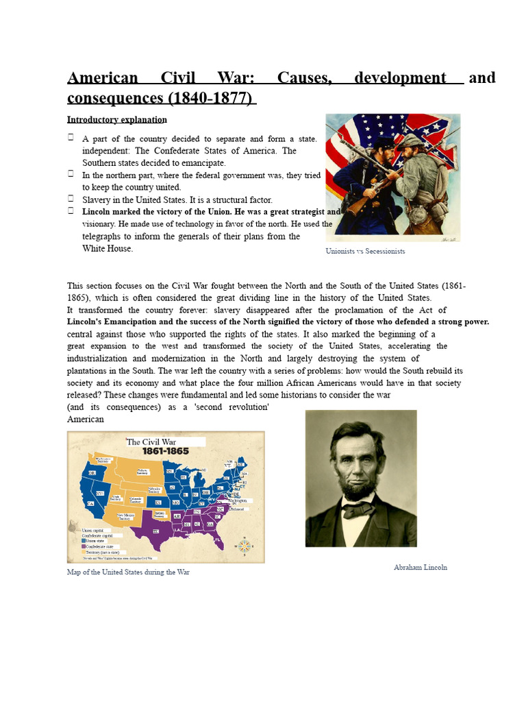 American Civil War NOTES | PDF | Slavery In The United States ...