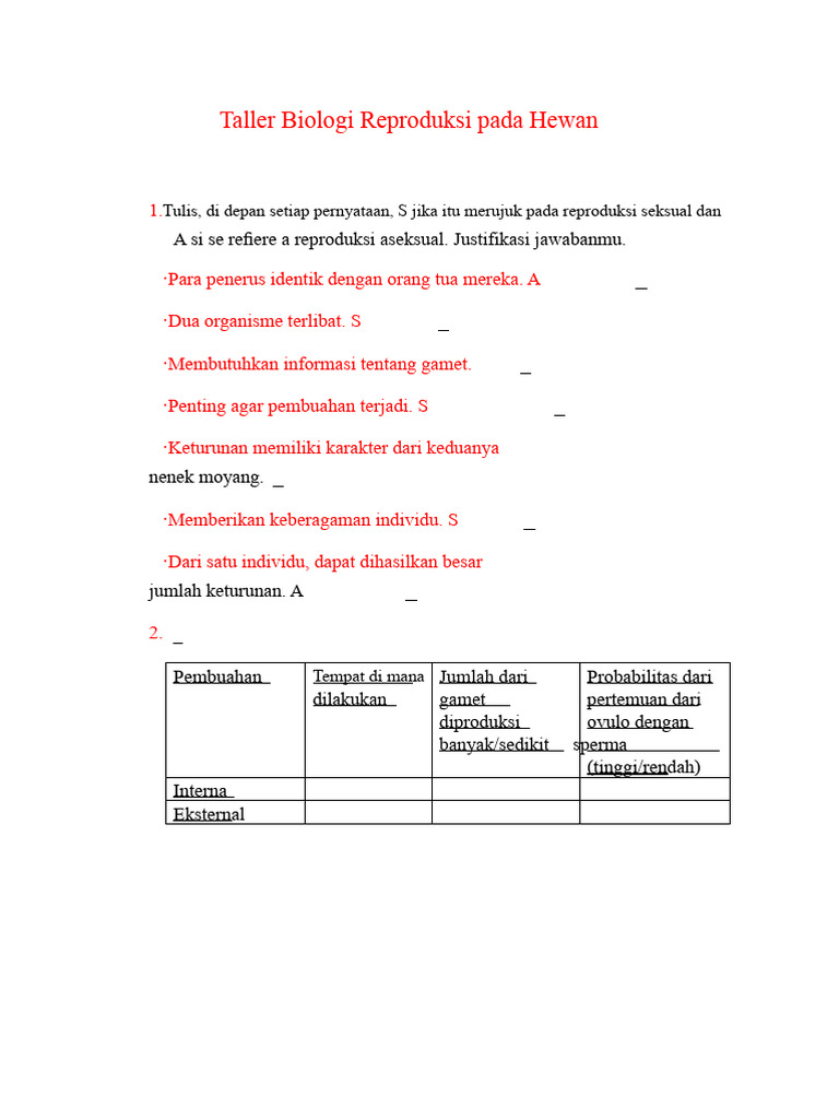 Biologi Reproduksi Hewan: Seksual & Aseksual | PDF