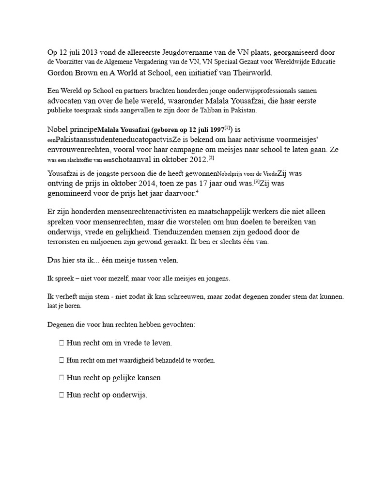 Toespraak Van Malala | PDF