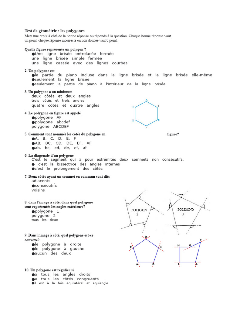 Test de géométrie sur les polygones | PDF | Polygone | Géométrie