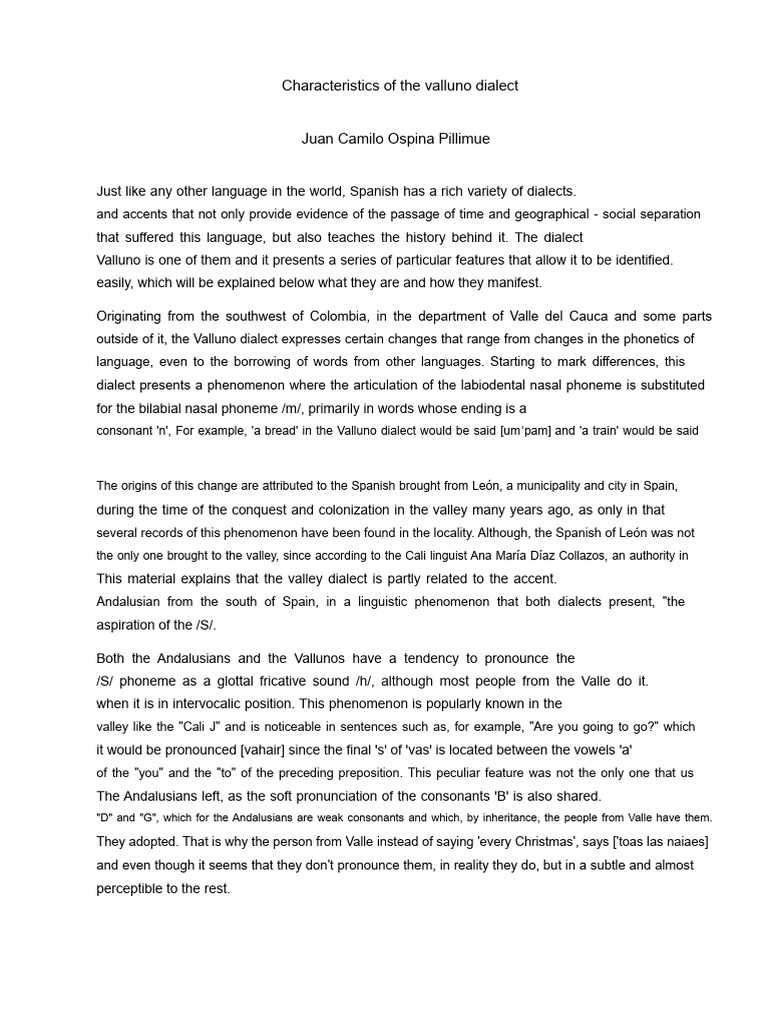 Valluno Dialect: Features and Origins | PDF | Spanish Language | Consonant